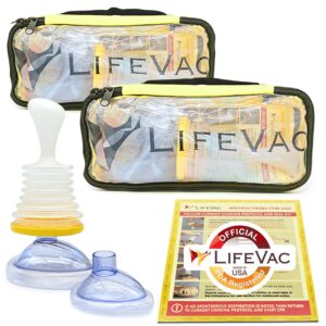 lifevac yellow travel kit 2 pack - portable suction rescue device, first aid kit for kids and adults, portable airway suction device for children and adults