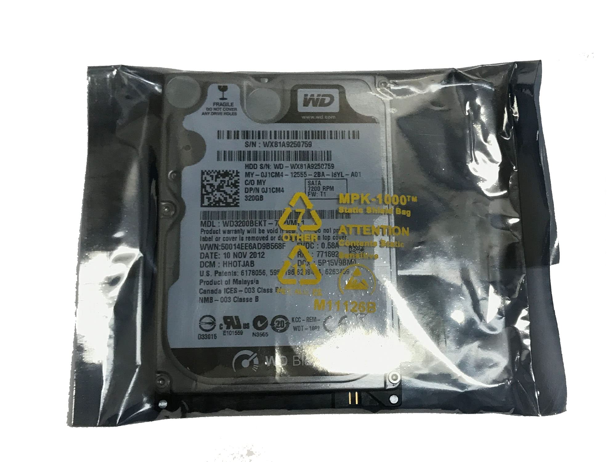 Ebid Dealz Replacement for Scorpio Black WD3200BEKT Dell Western Digital Internal Hard Drive HDD 7200RPM 320GB 16MB J1CM4 J418T W5Y3D