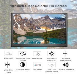 LESOWN 10.1 inch LCD Display LCD Screen, HD 1024x600 IPS Portable Monitor with Dual Speakers for PS4 Series Raspberry Pi PC