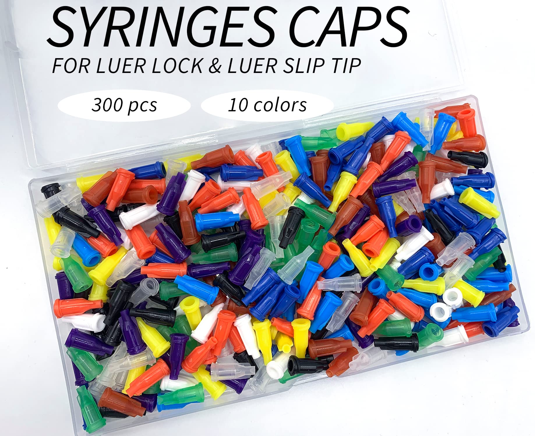 300 Pack Luer Lock Cap Syringe Caps for Luer Slip Lock Tip