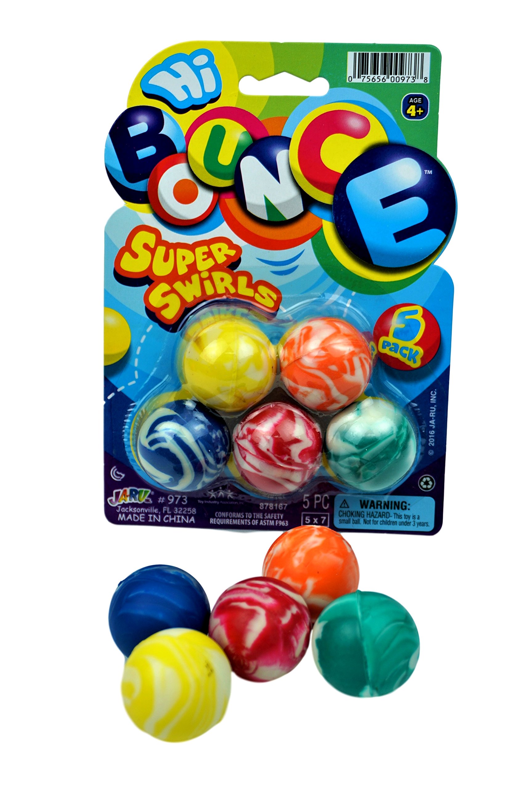 JA-RU Bouncy Balls Superballs Super Hi Bounce (2 Packs, 5 Balls Each) Fidget Bouncy Ball Small Toys Party Favors for Kids Toy Racquetball Bulk Kids Prize Premium Gift Includes Sticker 973-2s