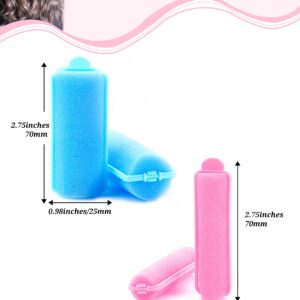 64 Pieces Sponge Hair Rollers: 2 Sizes for Medium Length Styling, Flexible Foam Curlers for Overnight Curl and Volume