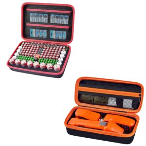 battery organizer storage case, batteries holder container carrying hard bag box with battery tester + case compatible with klein tools et310 ac circuit breaker finder