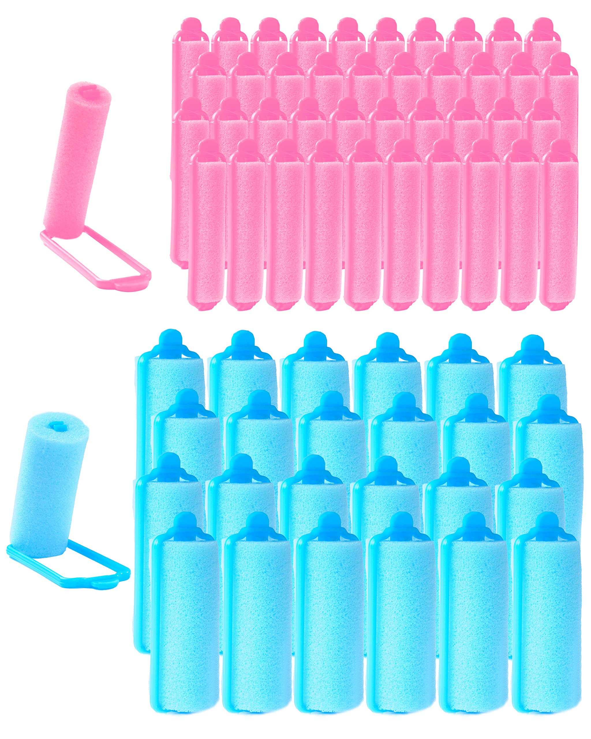 64 Pieces Sponge Hair Rollers: 2 Sizes for Medium Length Styling, Flexible Foam Curlers for Overnight Curl and Volume