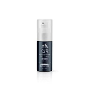 oars + alps anti-everything body powder for men, sweat absorbing and cooling to keep you refreshed and dry, 1 fl oz