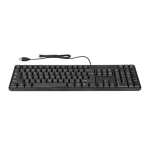 Zyyini Computer Keyboard, 104 Keys USB Wired Arabic Keyboard for Home Office Gaming, Ergonomics Wired Gaming Keyboard for Laptop Computer, Plug and Play