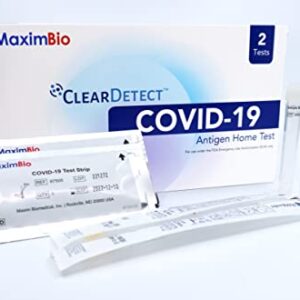 MaximBio ClearDetect Covid-19 Test Kit At Home Rapid Antigen Self Testing FDA EUA Authorized, Easy Nasal Swab, Fast Results in 15 Minutes, 2 Tests Pack