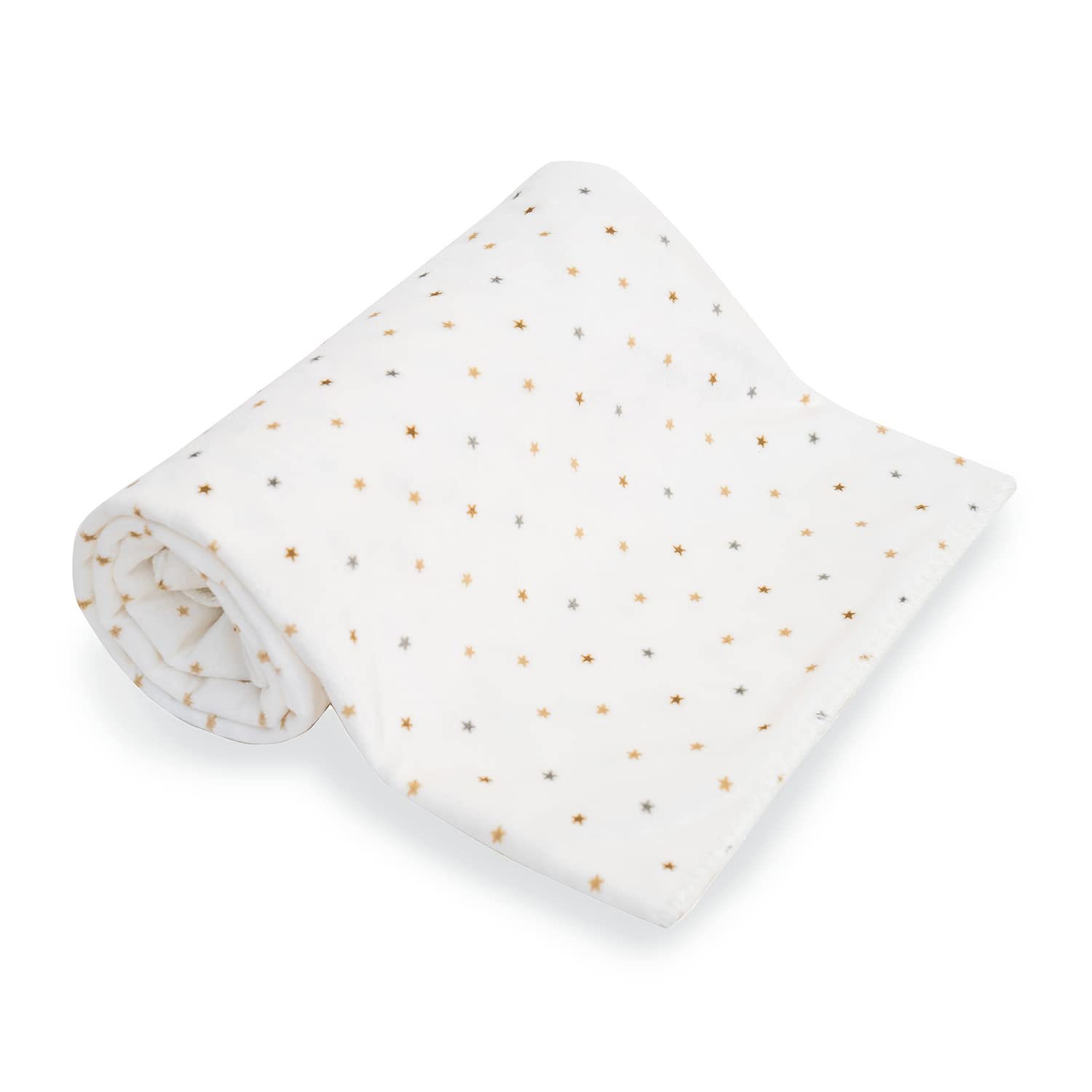 Super Soft Baby Blankets for Girls And Boys 30"X40" Ultra Soft Double Layer Baby Blanket White/Gold Baby Shower Gifts Unisex - Newborn Essentials Must Haves-Machine and Dryer Safe by BAMBINO CREATIONS