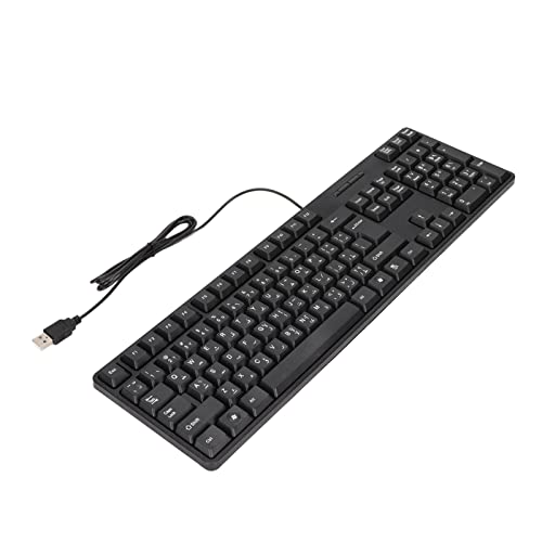 Zyyini Computer Keyboard, 104 Keys USB Wired Arabic Keyboard for Home Office Gaming, Ergonomics Wired Gaming Keyboard for Laptop Computer, Plug and Play