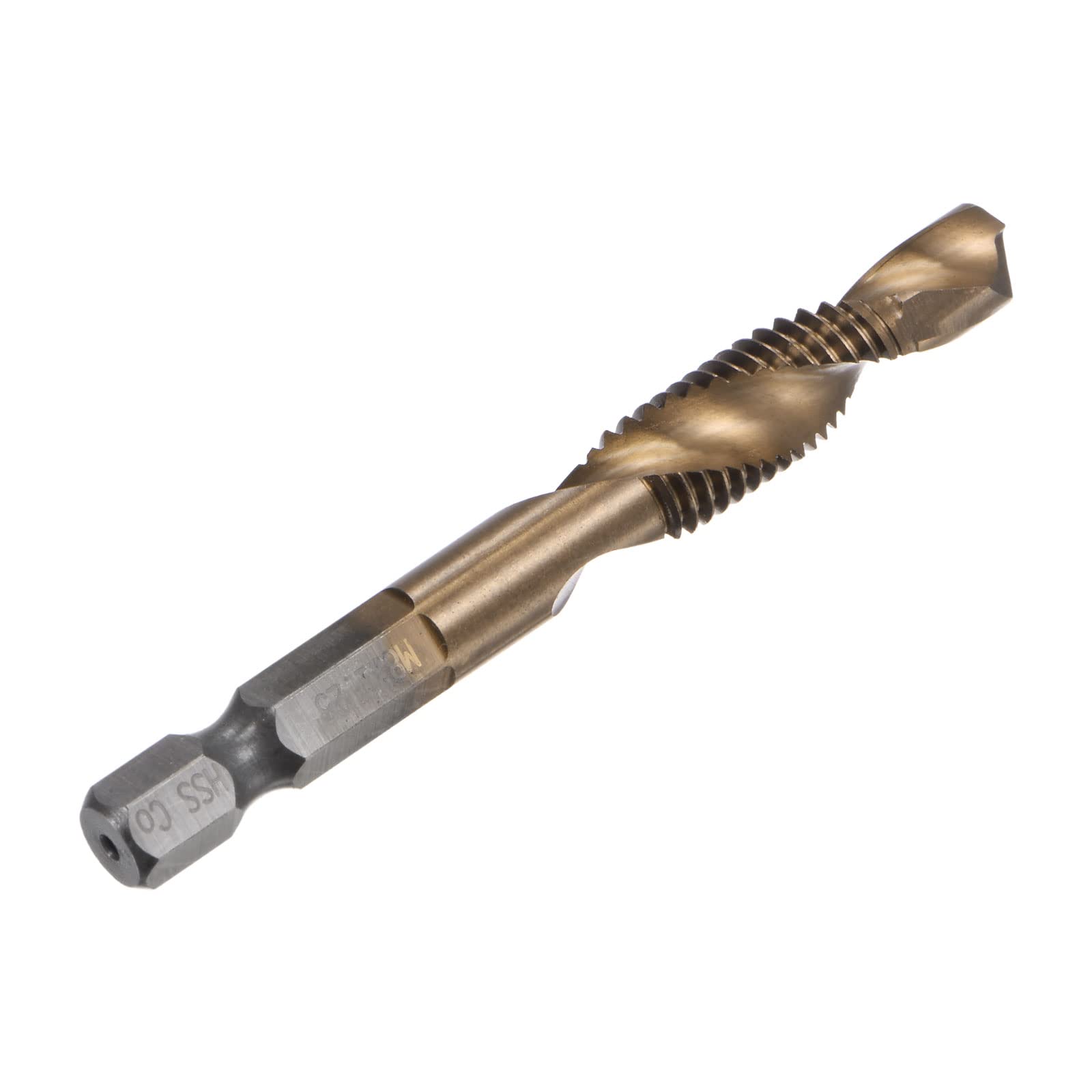 uxcell Combination Drill and Tap Bit, 1/4" Hex Shank M8 x 1.25 Metric Uncoated M35 Cobalt High Speed Steel Spiral Flute Drilling Tapping Tool