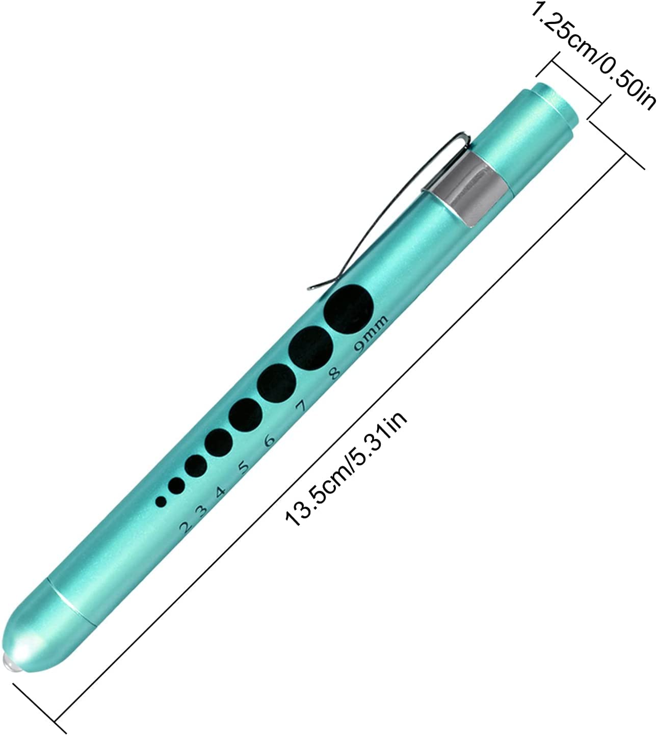 AOICRIE Diagnostic Medical Penlight, Mini Reusable LED Penlight Flashlight Pen Torch, Torch Doctor Nurse Emergency Pen Light with Pupil Gauge and Ruler