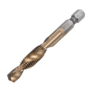 uxcell combination drill and tap bit, 1/4" hex shank m8 x 1.25 metric uncoated m35 cobalt high speed steel spiral flute drilling tapping tool