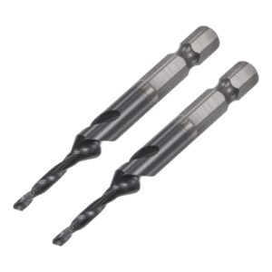 uxcell combination drill and tap bit, 1/4" hex shank m3 x 0.5 metric tialn coated m35 cobalt high speed steel spiral flute drilling tapping tool 2pcs