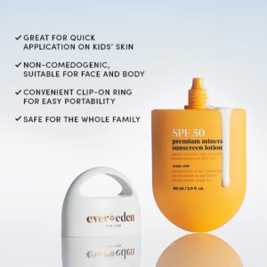 Evereden Kids Sunscreen SPF 50: Premium Mineral Sunscreen for Toddlers, Kids, and Whole Family - UVA/UVB Protection, Non-Toxic, Water-Resistant - Suitable for face and body - FSA Eligible