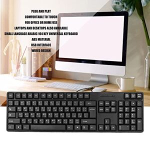 Zyyini Computer Keyboard, 104 Keys USB Wired Arabic Keyboard for Home Office Gaming, Ergonomics Wired Gaming Keyboard for Laptop Computer, Plug and Play