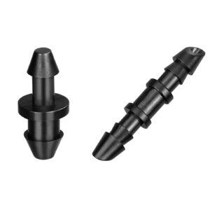 jayee drip irrigation barbed fittings set, including 100 couplings and 50 end plugs, barbed connectors for universal 1/4 inch drip tubing or sprinkler system