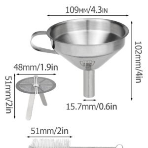 Resin Funnel, Resin Filter Funnel with Strainer 3D Printer Stainless Steel Resin Funnel for Filtering and Recycling UV SLA/DLP/LCD Photosensitive Resin, with Cleaning Brush