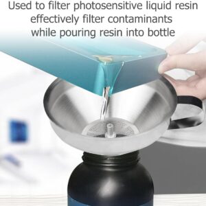 Resin Funnel, Resin Filter Funnel with Strainer 3D Printer Stainless Steel Resin Funnel for Filtering and Recycling UV SLA/DLP/LCD Photosensitive Resin, with Cleaning Brush