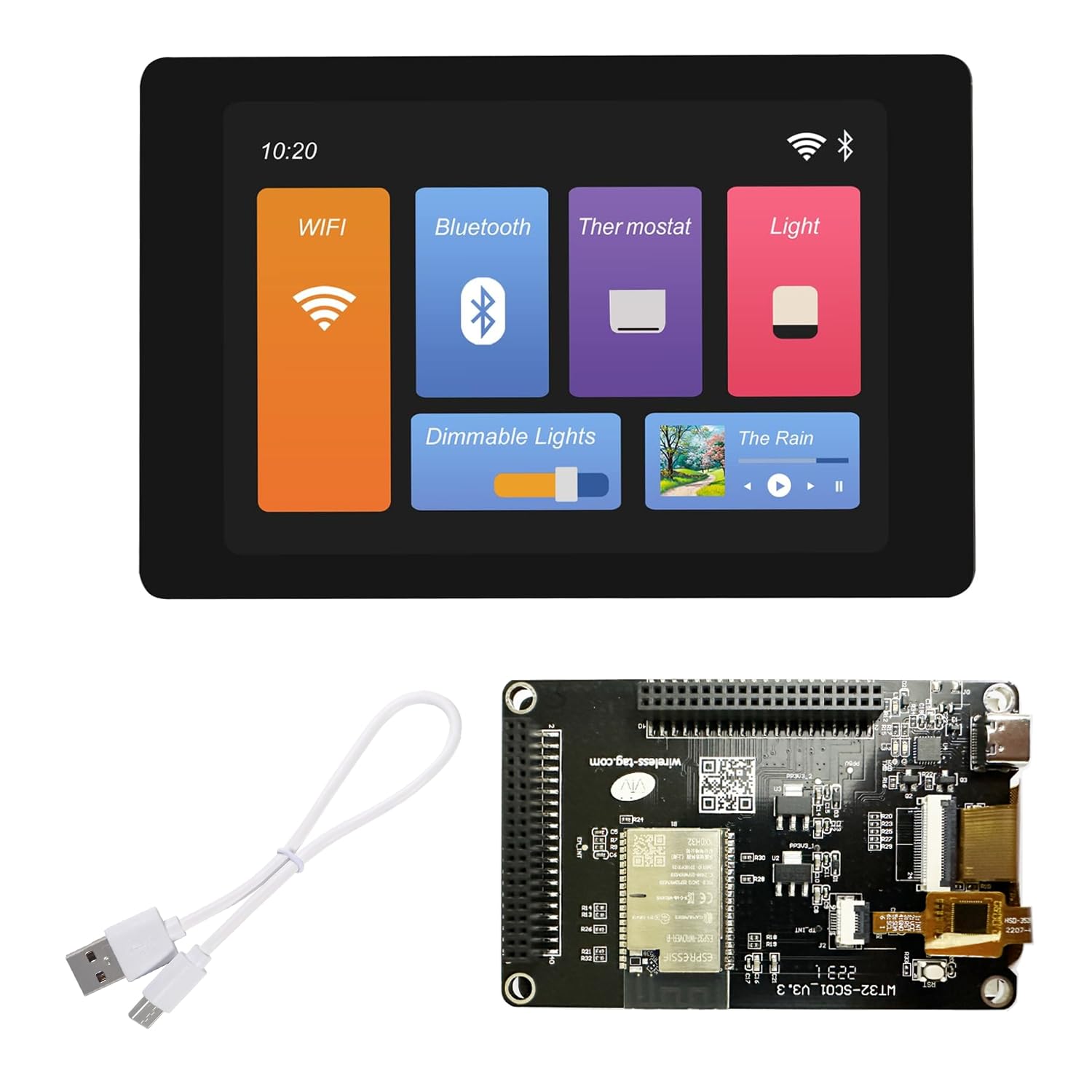 ESP32 Development Board WT32-SC01 with 3.5in Multi-Touch LCD Screen with GUI Firmware 4MB SPI Flash/8MB PSRAM, WiFi, BT, BLE MCU Module, Compatible with Arduino