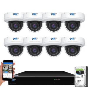 gw security 8 channel ultrahd 4k (3840x2160) motorized zoom nvr security camera system - 8 x 8mp 2.8-12mm 4x optical zoom face recognition/human/car ai detection waterproof microphone ip poe cameras