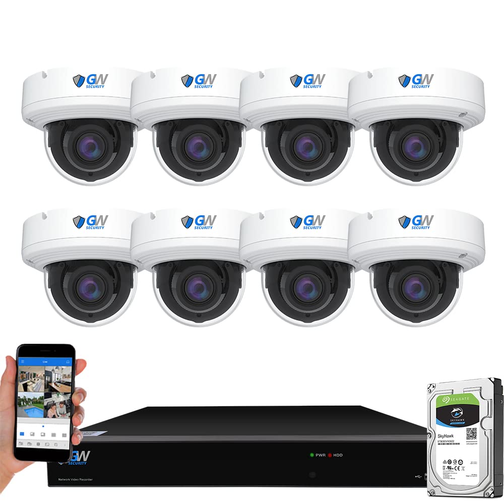 GW Security 8 Channel UltraHD 4K (3840x2160) Motorized Zoom NVR Security Camera System - 8 x 8MP 2.8-12mm 4X Optical Zoom Face Recognition/Human/Car AI Detection Waterproof Microphone IP PoE Cameras