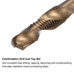 uxcell Combination Drill and Tap Bit, 1/4" Hex Shank M8 x 1.25 Metric Uncoated M35 Cobalt High Speed Steel Spiral Flute Drilling Tapping Tool