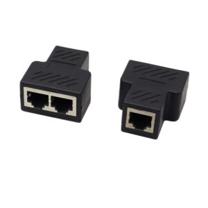 zuyook ethernet cable rj45 splitter adapter 1 to 2 double contact modular plug connect(can't run both at the same time) lan network internet splitter 1 to 2 for cat 5/6/7 cable（2 pack）