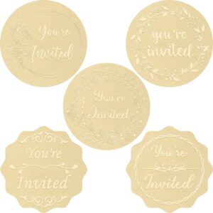 cindeer 200 pcs you're invited round embossed gold foil envelope seals self adhesive invited foil sticker for wedding invitations envelopes greeting cards present decoration