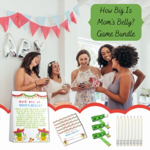 WillaBees Measure Mommys Belly Baby Shower Game How Big is Mom's 64 Piece Fiesta Cactus Games Includes Sign 50 Playing Cards 10 Pencils 3 Measuring Tape Sprinkle, MultiColor