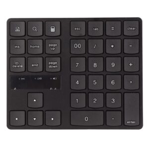 gowenic wireless numeric keypad, 35 key bluetooth number pad, 2.4g wireless ergonomic design silent rechargeable one handed gaming keyboard for laptop, computer, desktop