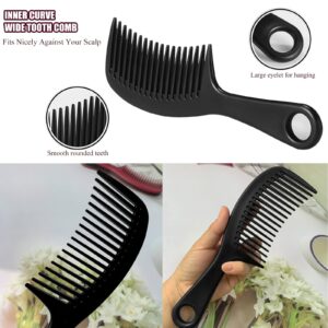 5 pcs Hair Comb Set Wide Tooth Comb for Detangling Fine Tooth Rat Tail Comb for Styling Shower Comb with Hook Women Men (Black)