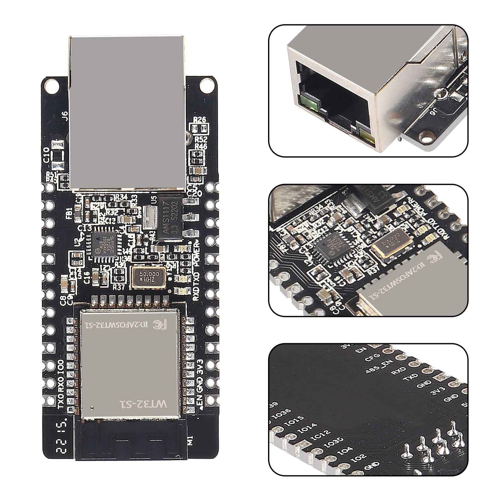 DWEII 2 Pack WT32-ETH01 ESP32 Module Ethernet WiFi Bluetooth Development Board WT32-ETH01 Embedded Serial Port to Ethernet Converter Serial to WiFi&Bluetooth MCU Module