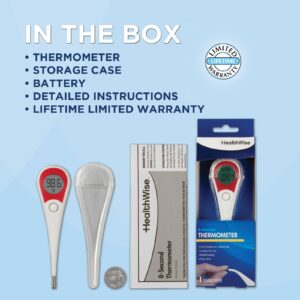 Healthwise Digital Thermometer | 8-Second Readout | Jumbo Backlit Display | Flexible Tip