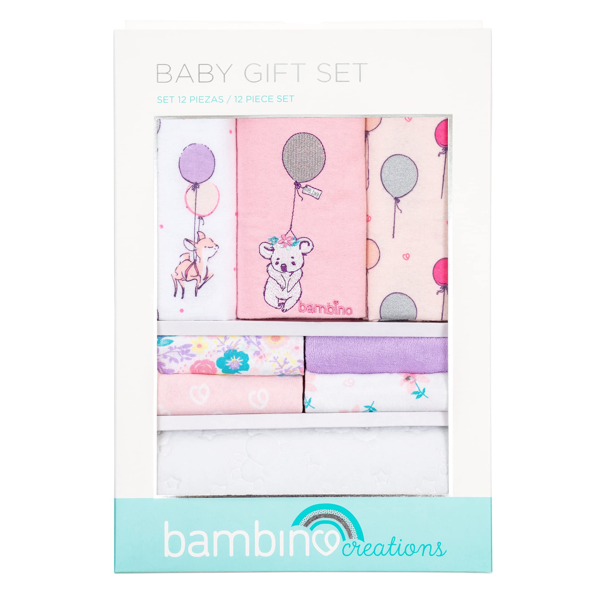 Baby Girl Newborn Essentials Must Haves 12pcs Light Pink Baby Shower Gifts-Receiving Blankets and Baby Bath Essentials Newborn Kit, Newborn Bath Essentials-Machine and Dryer Safe by BAMBINO CREATIONS