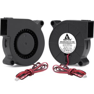 gdstime 2pcs 50mm 5015 blower fan 24v brushless dual ball bearing turbo cooling 50x15mm 2pin 39 inch cable for 3d printer hotend extruder