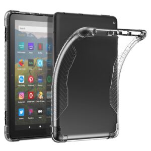 moko case for all-new amazon kindle fire hd 8 & 8 plus tablet (10th generation-2020 release) 8", ultra clear soft flexible transparent tpu skin bumper back cover shell, clear