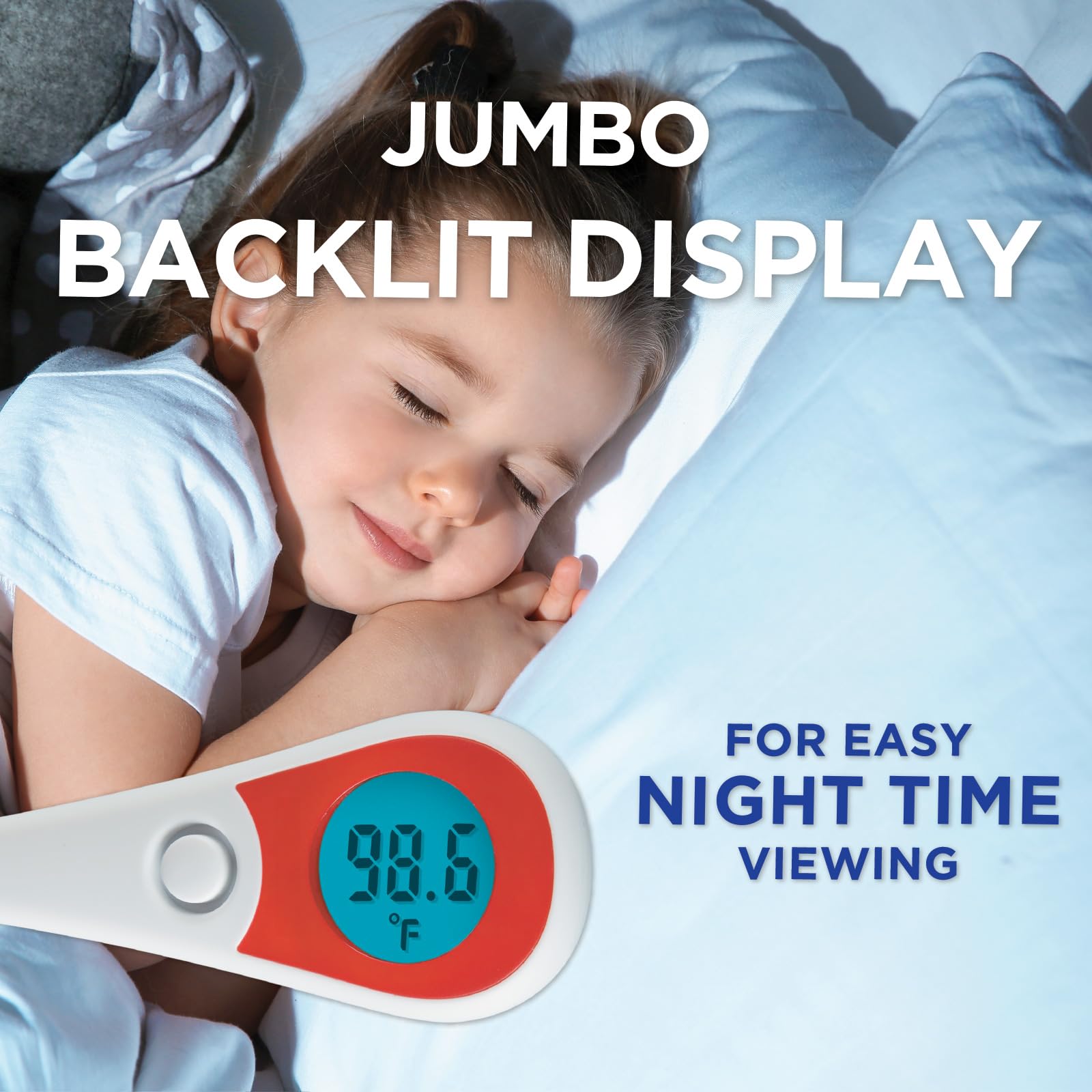 Healthwise Digital Thermometer | 8-Second Readout | Jumbo Backlit Display | Flexible Tip