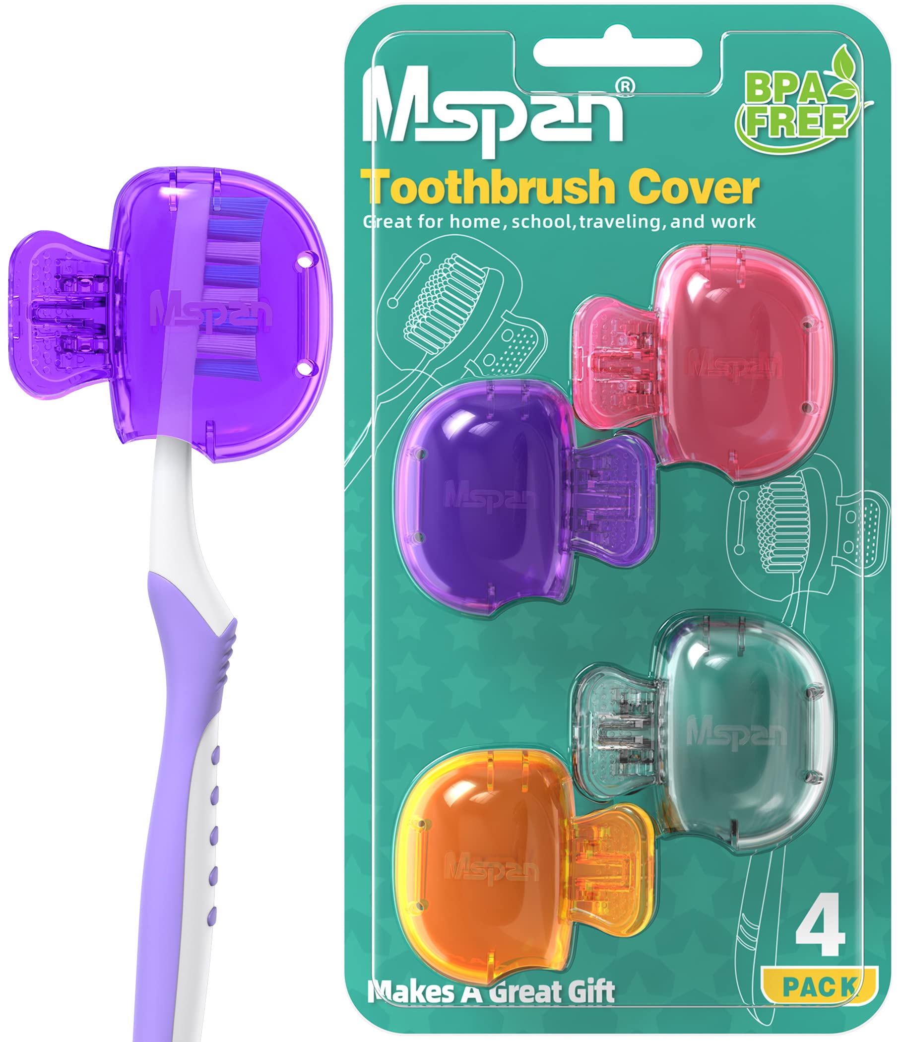 Mspan Electric Toothbrush Head Cover: Toothbrush Cap Travel Protector Plastic Brush Pod - 6 Packs