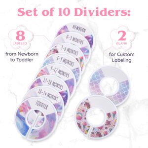 Baby Closet Dividers Clothes Dividers- Closet Divider Set | Color Clothing Rack Dividers, Clothes Dividers for Closets, Closet Labels, Dividers Closet Clothes Dividers (10 Baby Girl)