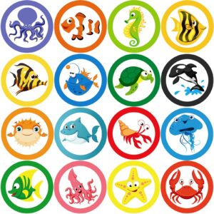 woanger 240 pieces toilet targets for boys, ocean animals potty training flushable targets sea creatures potty training stickers 2 inch pee stickers color changing pee targets