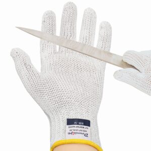 dowellife level 8 reinforced cut resistant gloves, food grade, white, medium