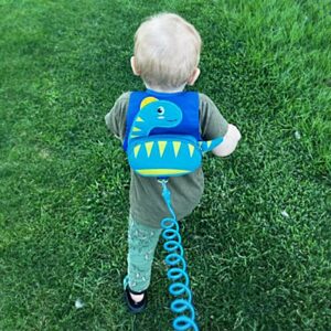 Toddler Harness Child Leash with Anti Lost Wrist Link, Accmor 3 in 1 Kids Dinosaur Harnesses Leashes, Children Walking Assistant Wristband Tether Strap Belt for Baby Boys Girls (Blue)