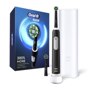 oral-b pro limited electric toothbrush with (2) brush heads, rechargeable, black