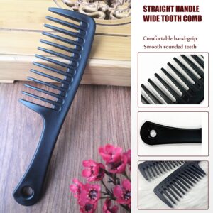 5 pcs Hair Comb Set Wide Tooth Comb for Detangling Fine Tooth Rat Tail Comb for Styling Shower Comb with Hook Women Men (Black)