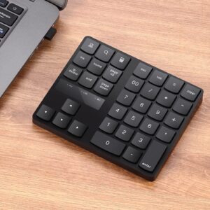 GOWENIC Wireless Numeric Keypad, 35 Key Bluetooth Number Pad, 2.4G Wireless Ergonomic Design Silent Rechargeable One Handed Gaming Keyboard for Laptop, Computer, Desktop