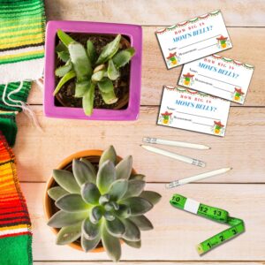 WillaBees Measure Mommys Belly Baby Shower Game How Big is Mom's 64 Piece Fiesta Cactus Games Includes Sign 50 Playing Cards 10 Pencils 3 Measuring Tape Sprinkle, MultiColor