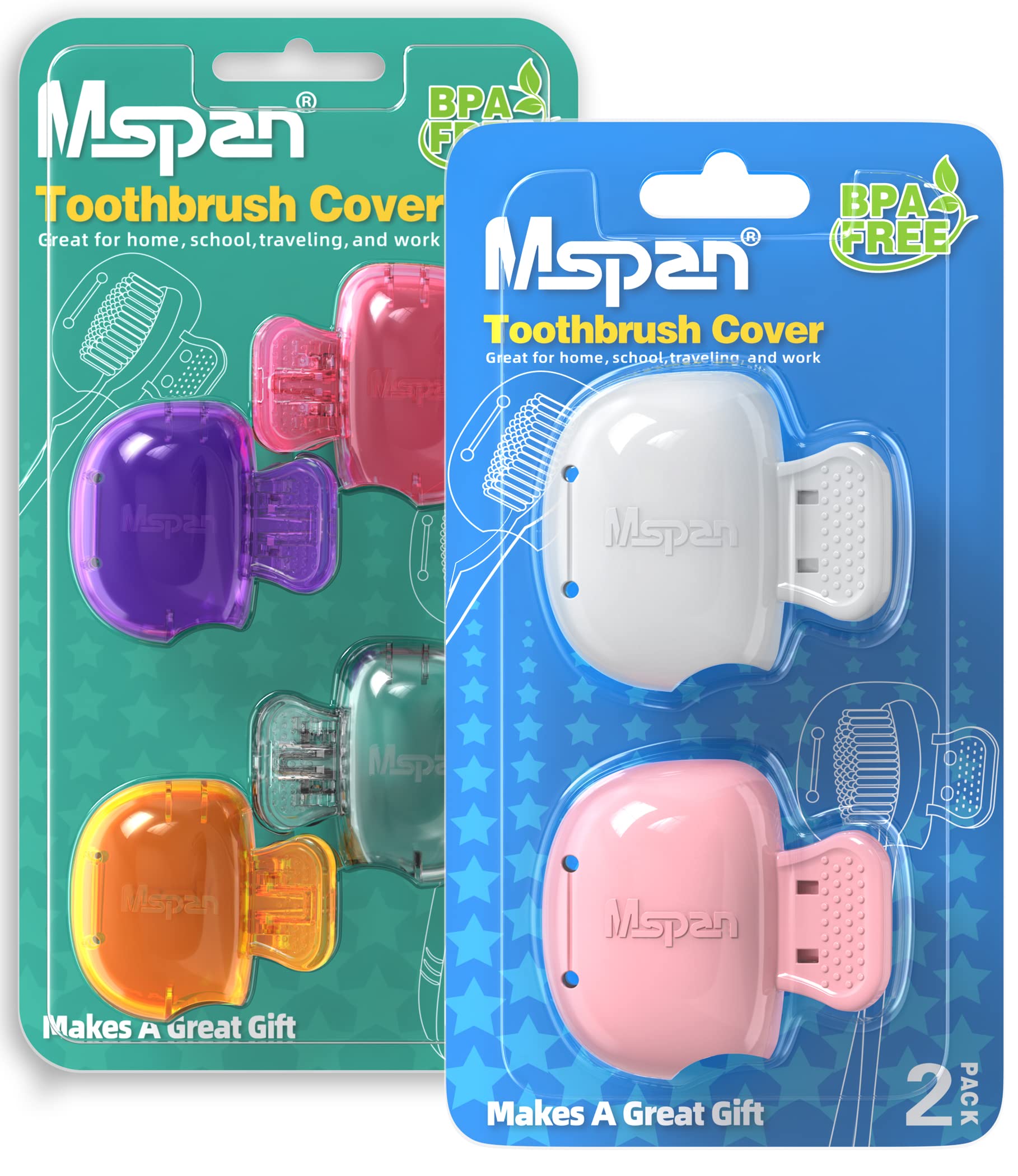 Mspan Electric Toothbrush Head Cover: Toothbrush Cap Travel Protector Plastic Brush Pod - 6 Packs