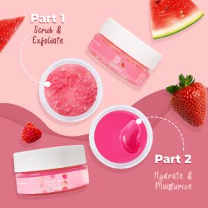 Watermelon Sugar Lip Scrub for Dry, Cracked and Dark Lips – Lip Scrubber Exfoliator Organic Lip Scrubs Exfoliator and Moisturizer with Lip Brush – Vegan, Cruelty-Free Lip Care Products (20g)