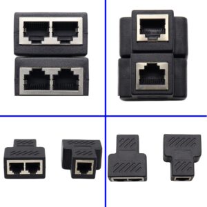 ZUYOOK Ethernet Cable RJ45 Splitter Adapter 1 to 2 Double Contact Modular Plug Connect(Can't Run Both at The Same TIME) LAN Network Internet Splitter 1 to 2 for Cat 5/6/7 Cable（2 Pack）