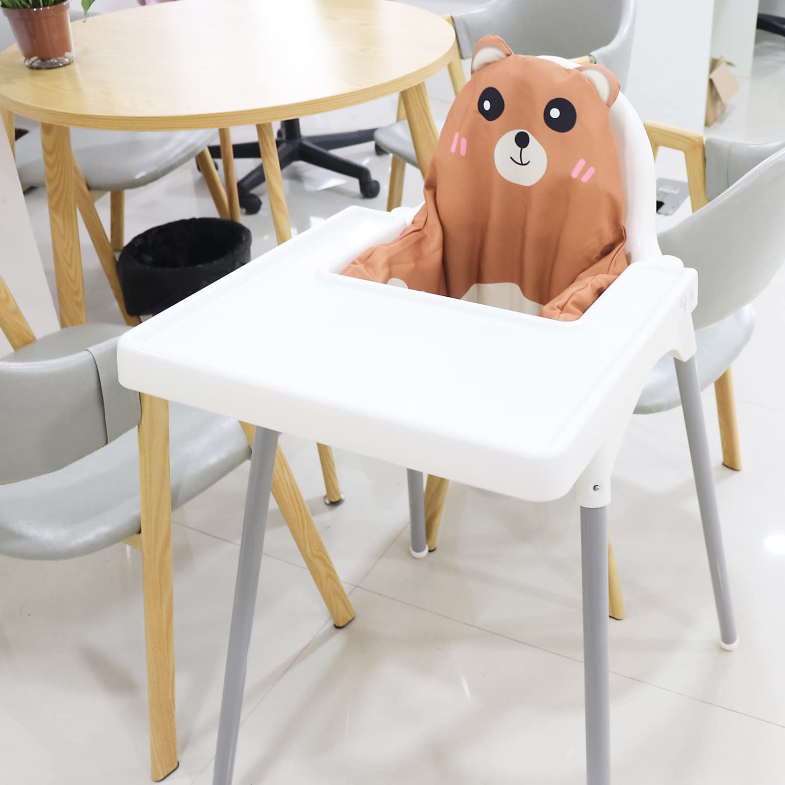 High Chair Cushion, for IKEA High Chair Cushion, Cushion High Chair, for IKEA Highchair Cushion for IKEA Antilop Highchair, Built-in Inflatable Cushion, Baby Sitting More Comfortable (Brown Bear)